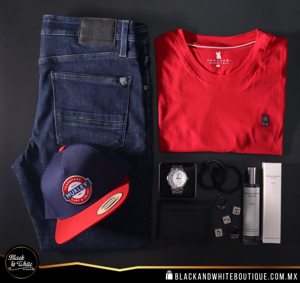 Playera roja – Black & White